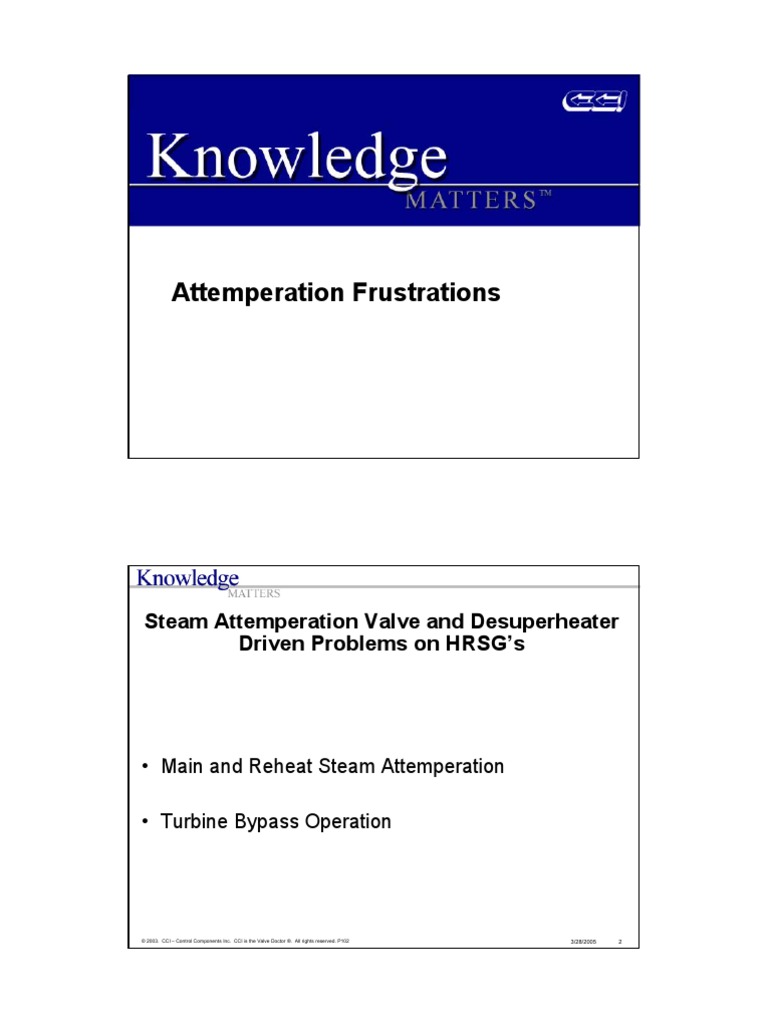 Steam Attemperation Valve and Desuperheater Driven Problems On HRSG's ...