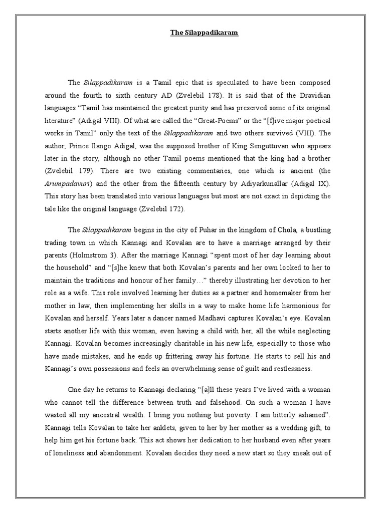 Silapathikaram | PDF | Languages Of Tamil Nadu | Indian Religions