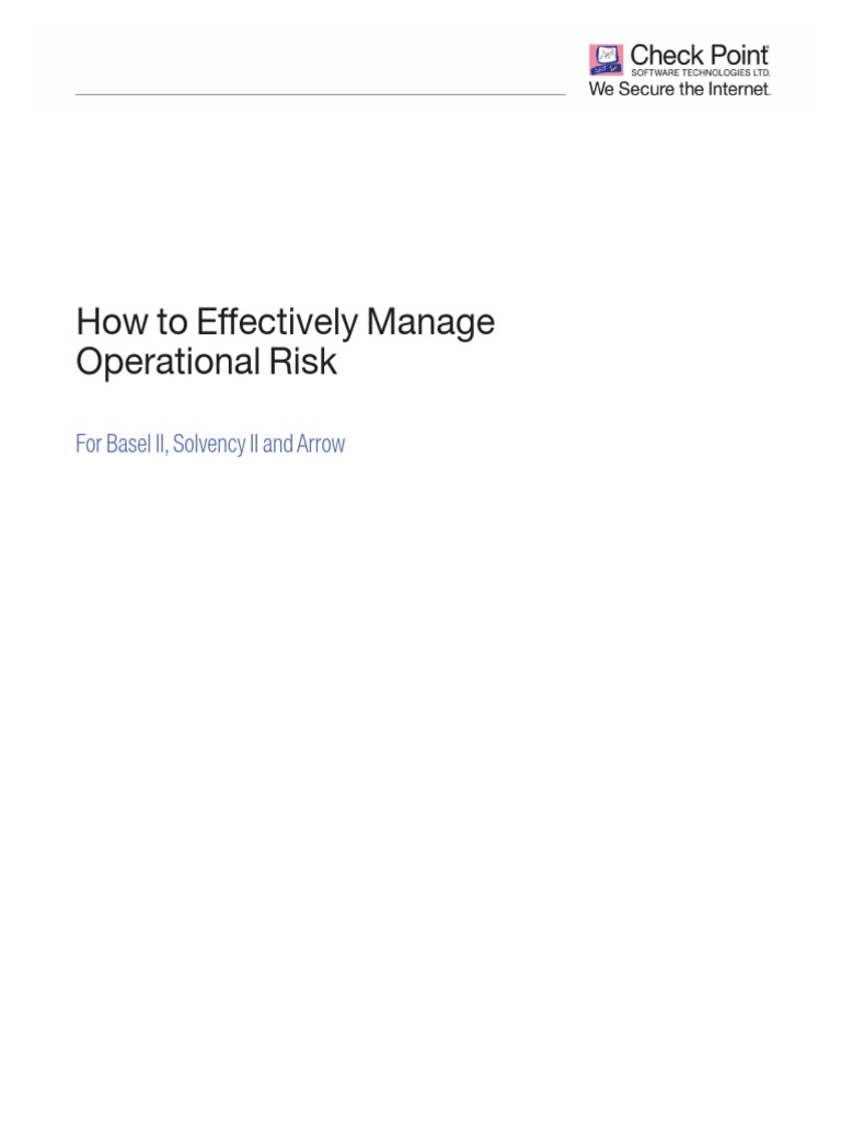 How To Effectively Manage Operational Risk: For Basel II, Solvency II ...