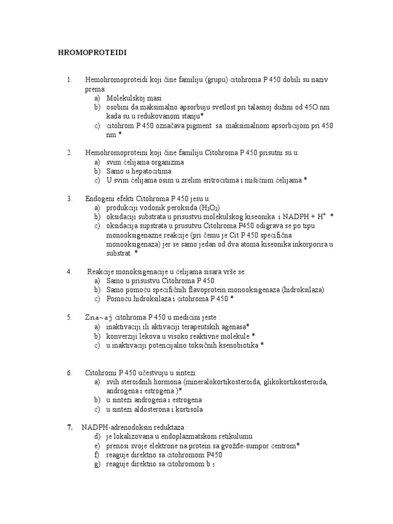 Biohemija Za Medicinare III Deo-Testovi | PDF