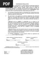 Partnership Resolution Sample | Partnership | Official Documents