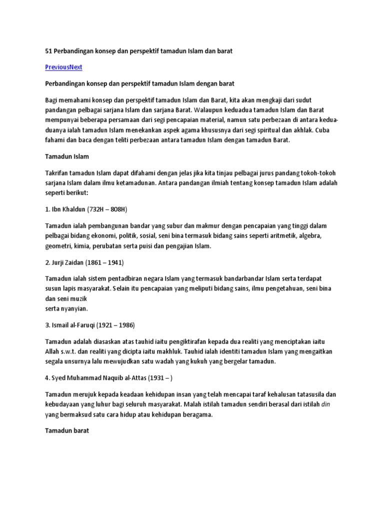 Perbandingan Konsep Dan Perspektif Tamadun Islam Dan Barat Sekular | PDF | Ilmu Sosial