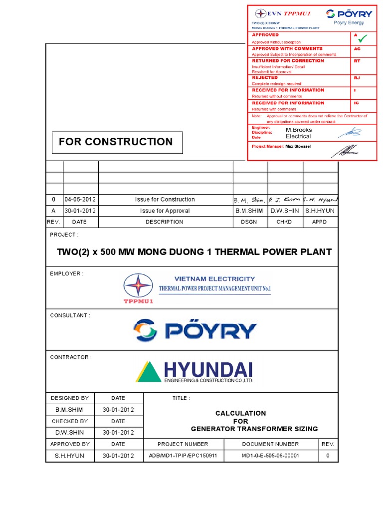 Calculation for Generator Transformer Sizing | PDF | Power Station ...