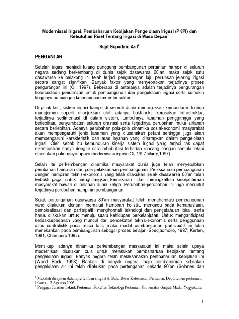 Modernisasi Irigasi dan PKPI | PDF | Sains & Matematika