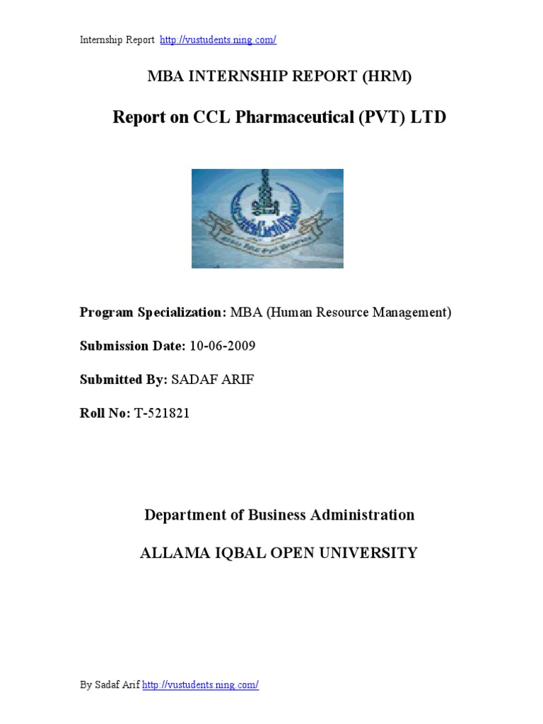 CCL Pharmaceutical HRM Internship Report | PDF | Human Resource Management | Accountability