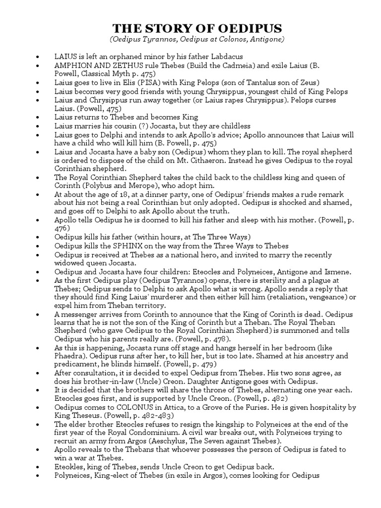 The Tragic Story of Oedipus | PDF | Oedipus | Theban Mythology