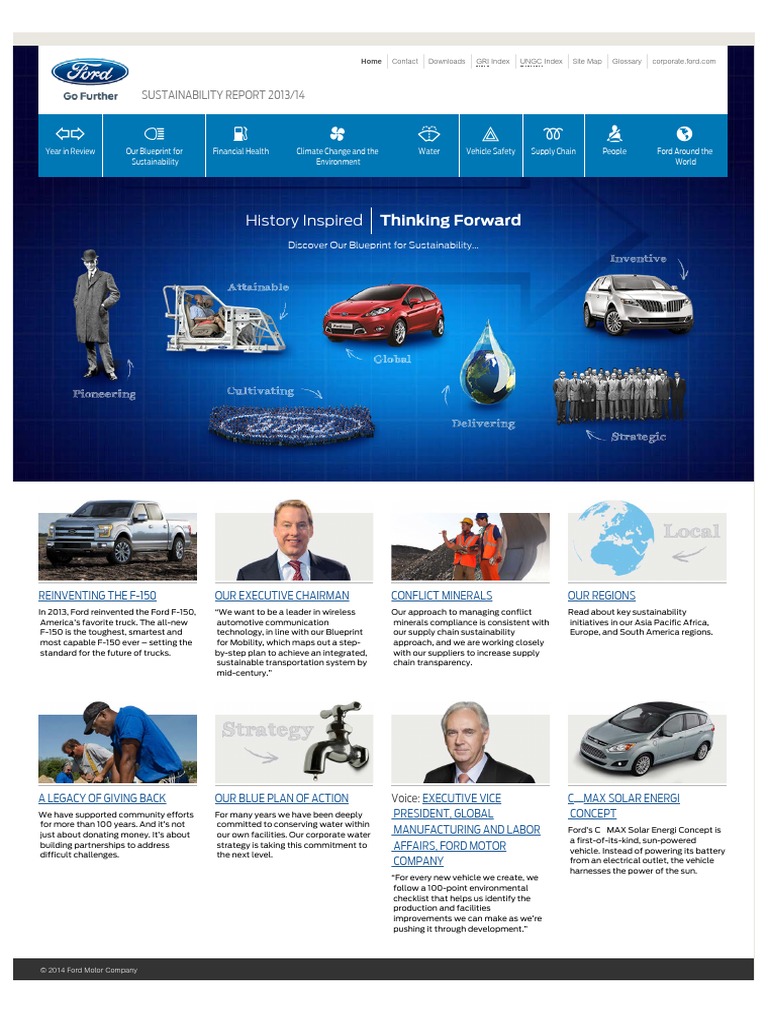 Ford Sustainability Report 2013 14 Pdf Ford Motor Company Fuel