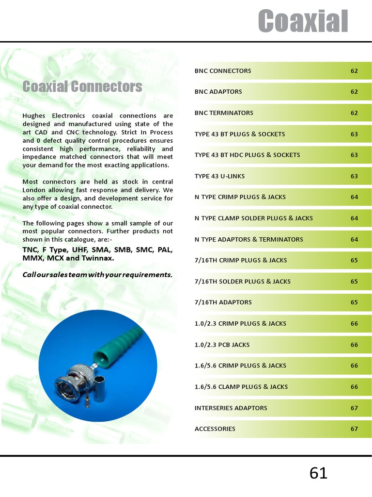 Hughes Electronics 2014 catalogue - Coaxial Connectors Section ...