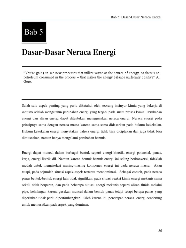 Bab 5 Dasar-Dasar Neraca Energi | PDF