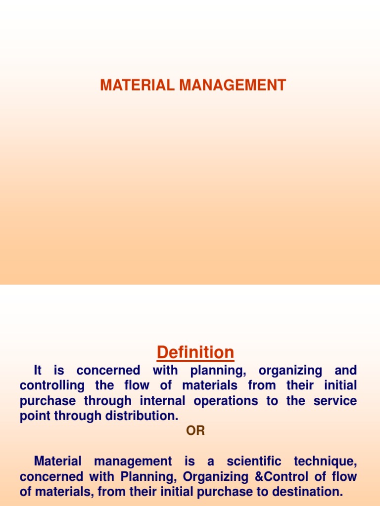 Principles of Material Management | PDF | Procurement | Inventory
