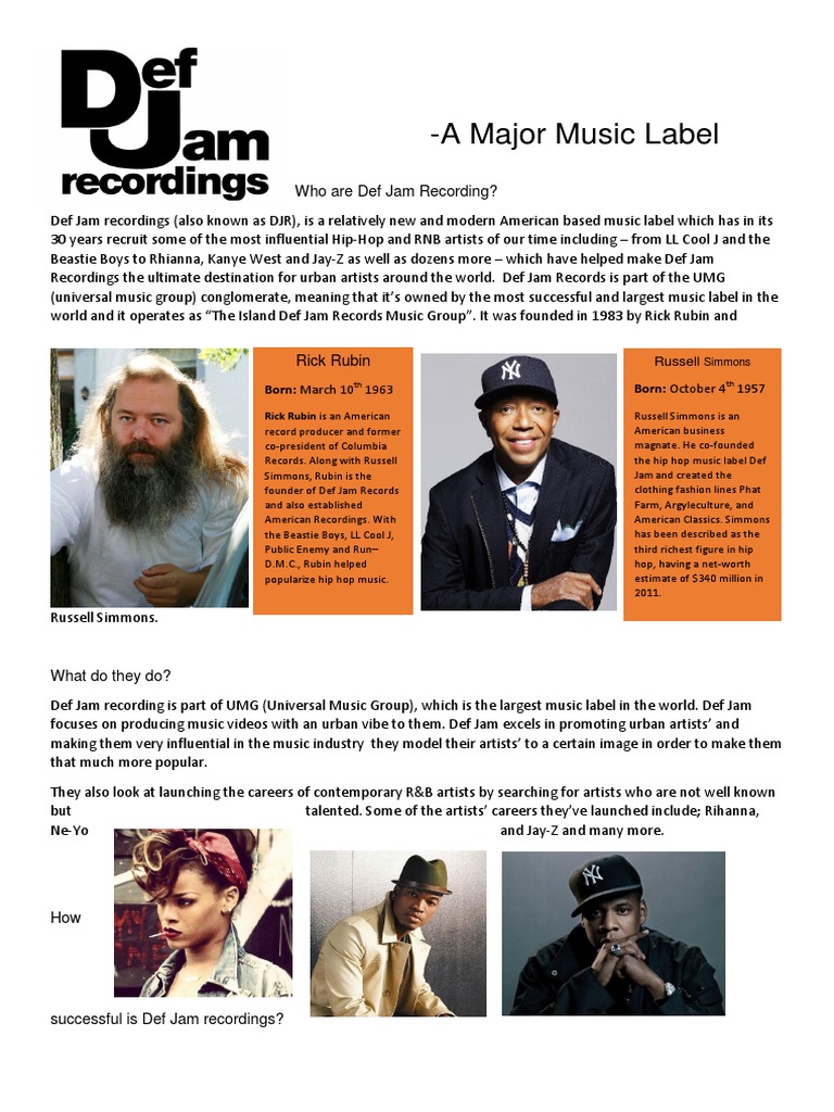 Def Jam Recordings Overview | PDF | Hip Hop Music | Universal Music Group