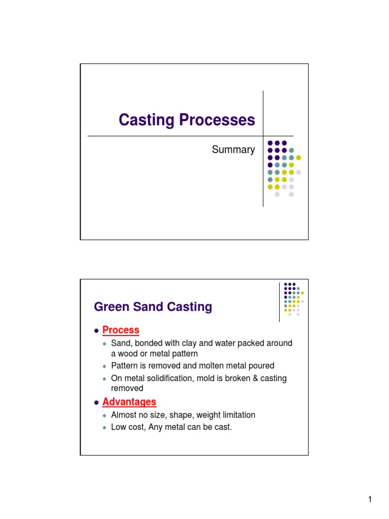 Casting Processes Summary | PDF | Casting (Metalworking) | Metalworking