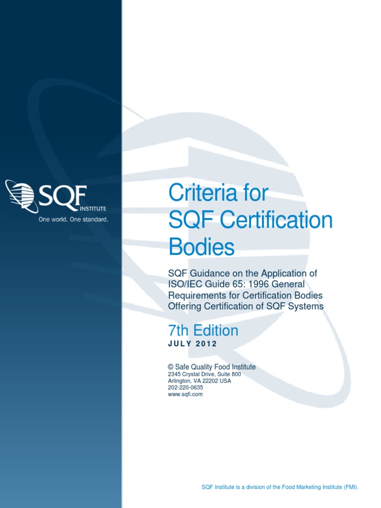 Criteria For SQF Certification Bodies: 7th Edition | PDF ...