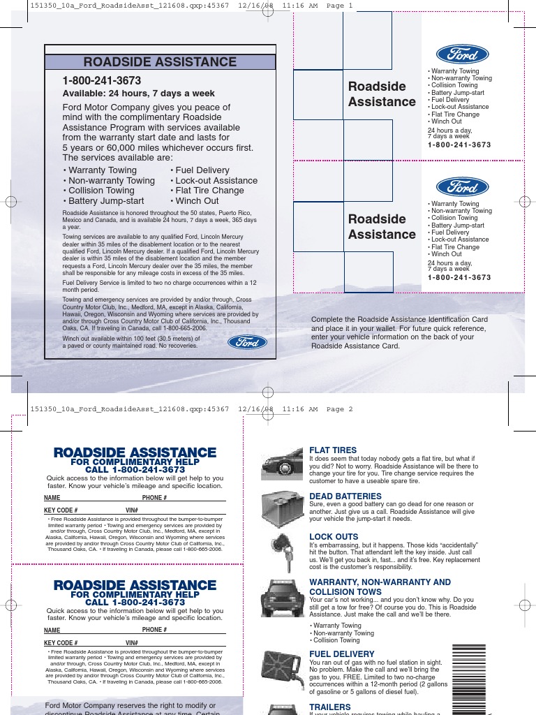 Roadside Assistance Roadside Assistance: Available: 24 Hours, 7 Days A ...