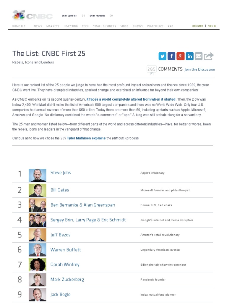 The List: CNBC First 25: Comments | PDF | Graphical User Interfaces | Apple Inc.