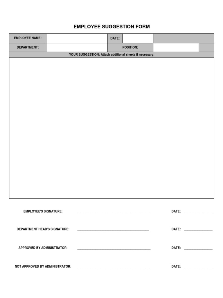 Employee Suggestion Form Template | PDF | Career & Growth | Business