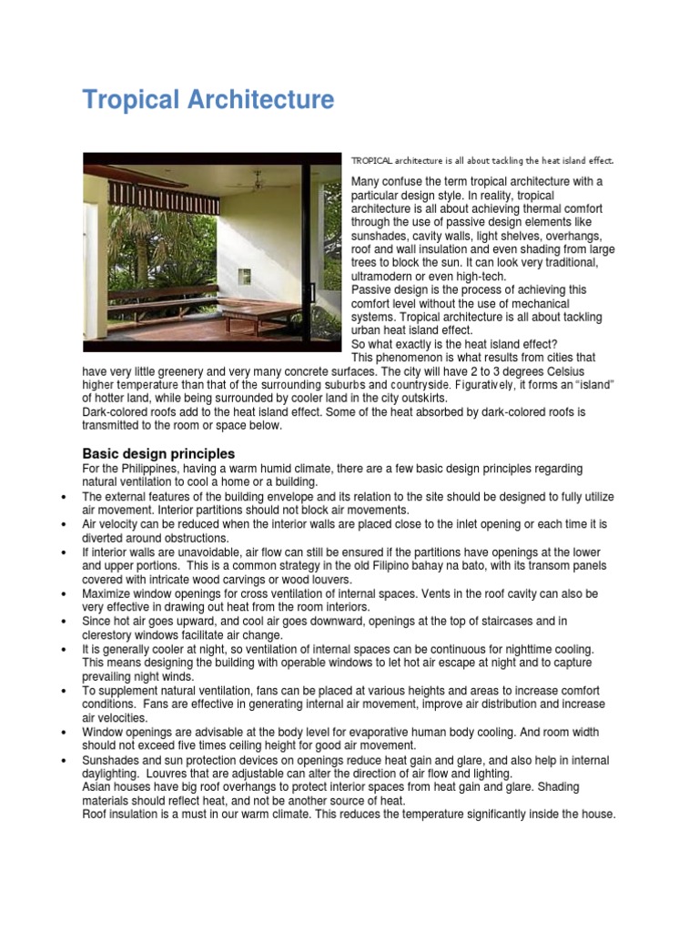 Tropical Architecture: Basic Design Principles | PDF | Building ...