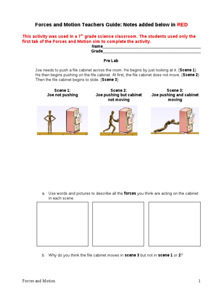Forces and Motion 1D With Teacher Comments | PDF | Friction | Cognition