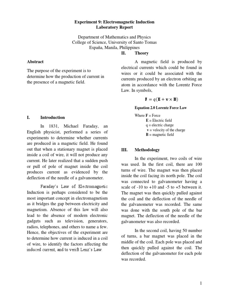 Electromagnetic Induction Lab | PDF | Electromagnetic Induction ...