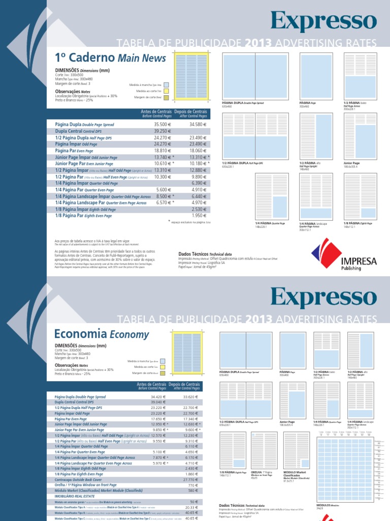Tabela Publicidade Expresso 2013 | PDF | Adobe Flash | Porto