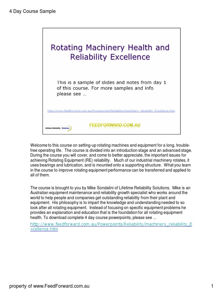 Rotating Equipment Reliability Day1 | PDF | Reliability Engineering ...