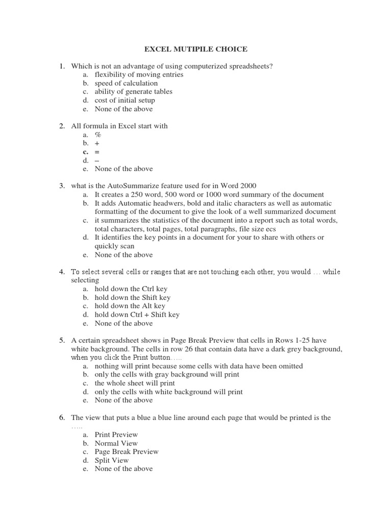 Mastering Excel Fundamentals: An Extensive Collection of Multiple ...