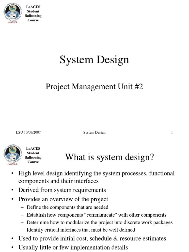 System Design: Project Management Unit #2 | PDF | System | Interface ...