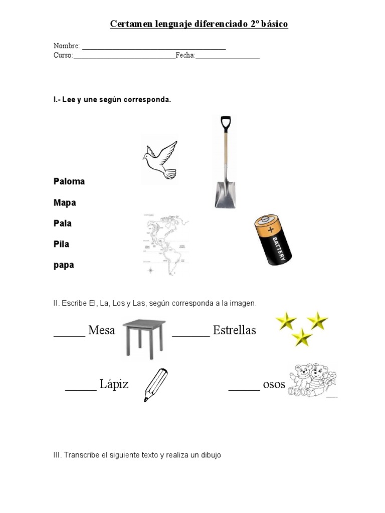 Evaluacion Diferenciado Lenguaje Certamen 2° Año | PDF | Artes del ...