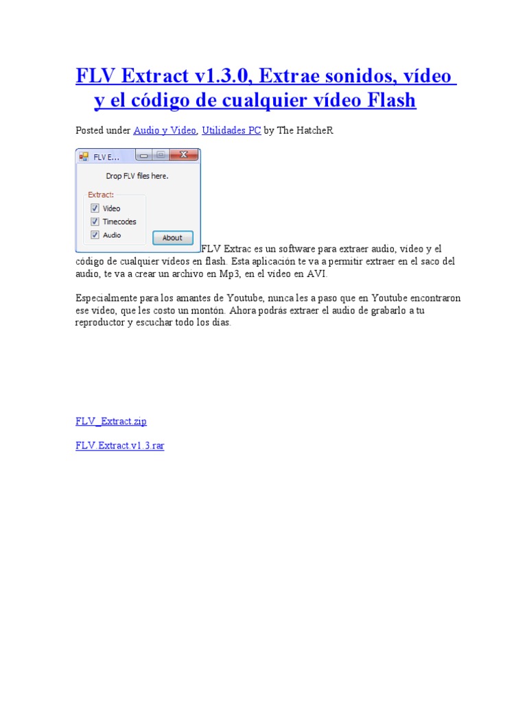 Extrae audio y vídeo de Flash fácilmente | PDF | Software de la ...
