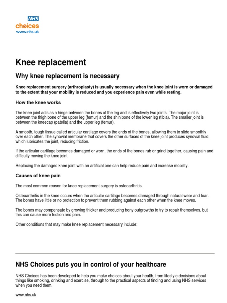 Understanding Knee Replacement Surgery | PDF | Knee | Joint