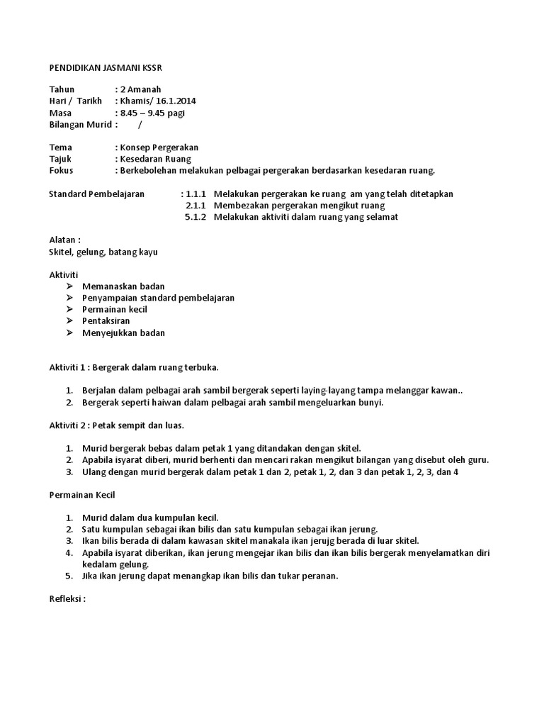 RPH PJ KSSR Tahun 2 | PDF