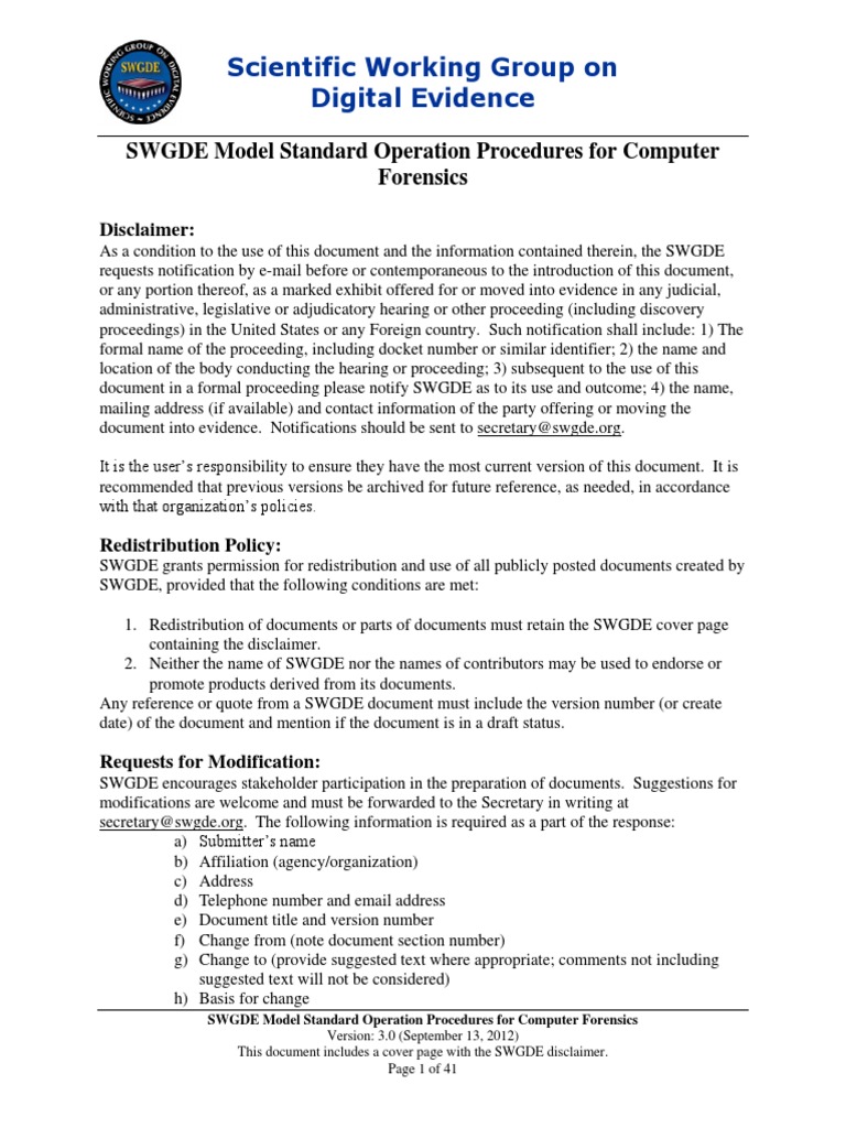 SWGDE SOPs for Mobile Forensics | PDF | Computer Forensics | Operating ...