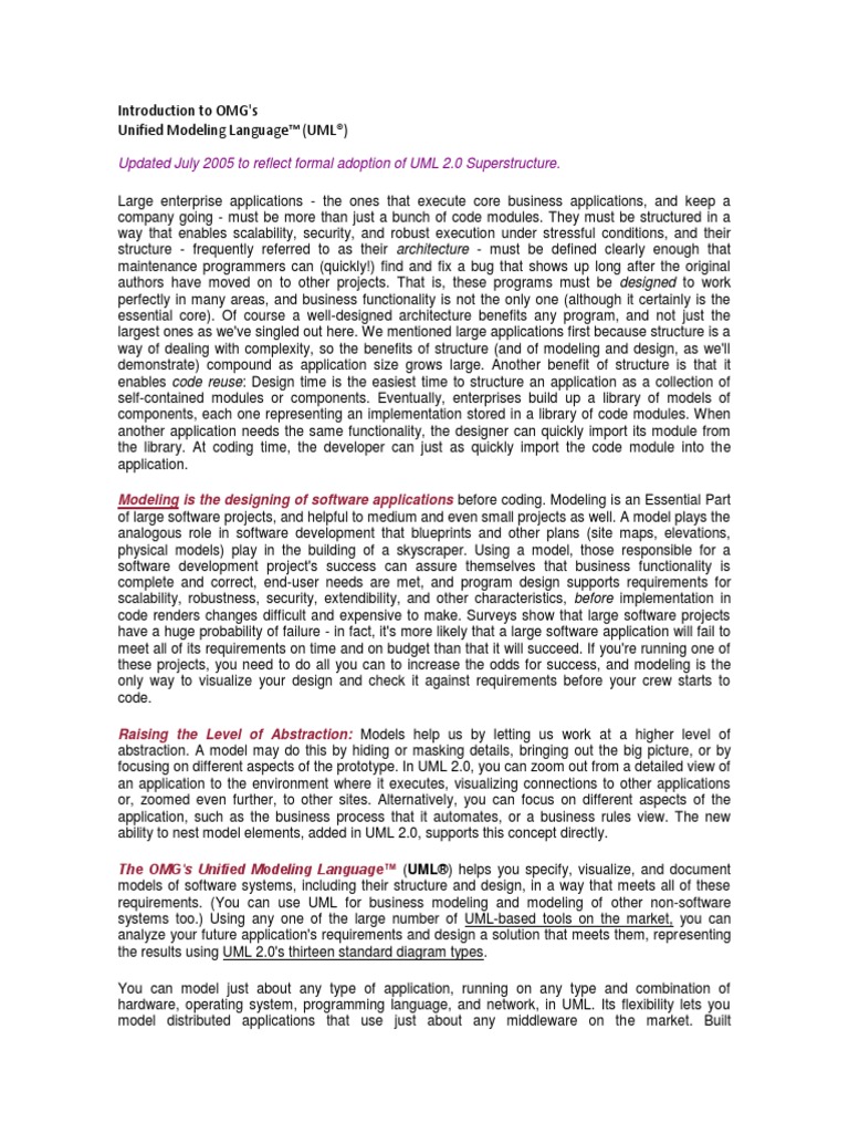 Introduction To OMG's Unified Modeling Language™ (UML®) | PDF | Object ...