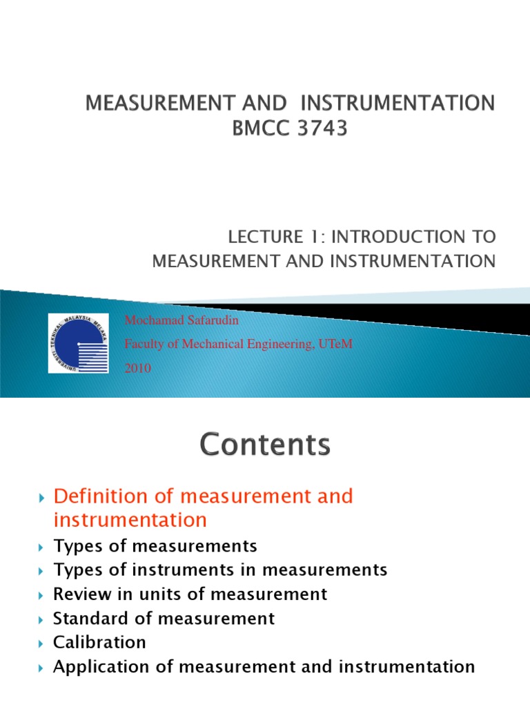 Lecture 1: Introduction To Measurement and Instrumentation | PDF
