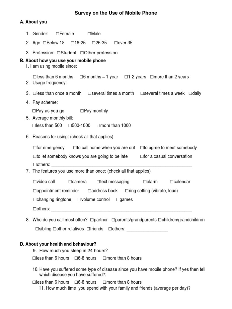 Survey On Mobile Phone | PDF | Mobile Phones | Psychology