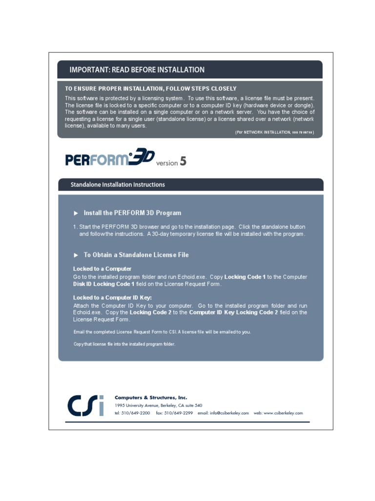 PERFORM 3D Installation Guide | PDF | Installation (Computer Programs ...