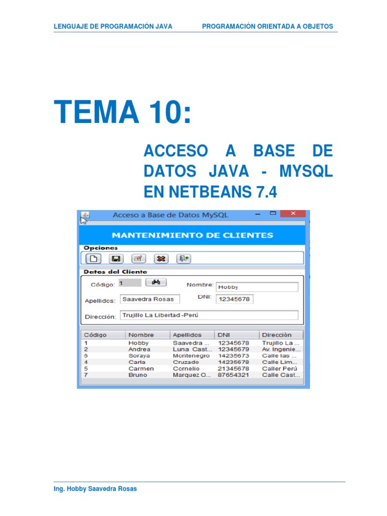 Acceso A Datos Java Mysql Con Netbeans | PDF | Java (lenguaje de programación) | Lenguaje de ...