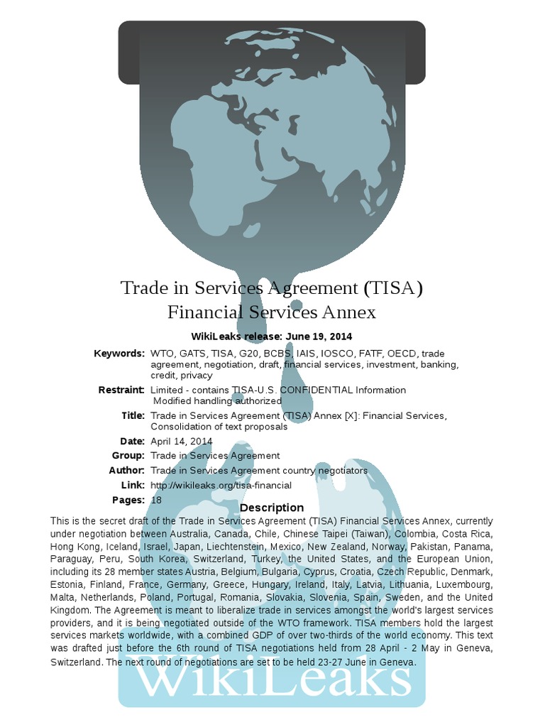 TISA Financial Services Annex Draft | PDF | Business | Investing
