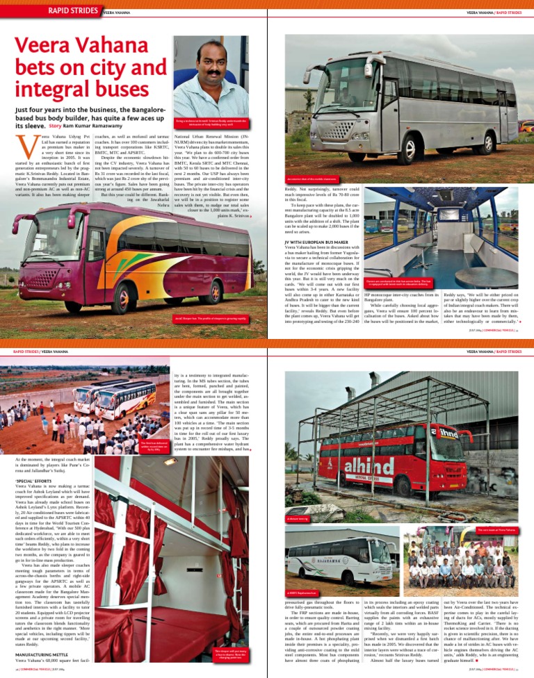 Veera Vahana's Growth in Bus Manufacturing | PDF | Bus | Road Transport
