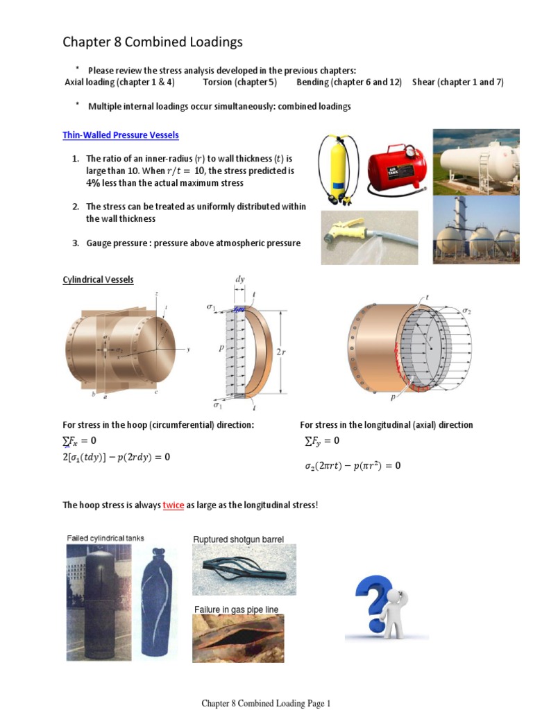 Chapter 8 Combined Loading | PDF | Stress (Mechanics) | Bending
