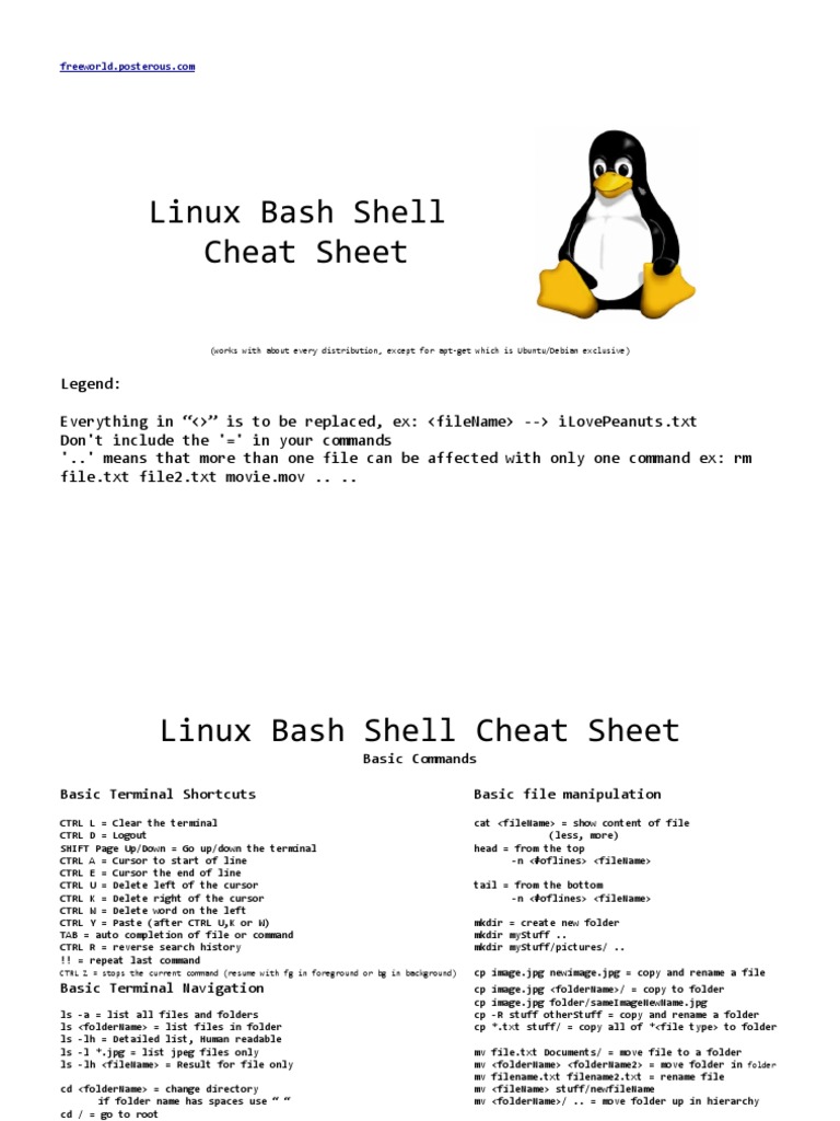 Bash Shell Cheat Sheetv2 PDF | PDF | Filename | Computer File