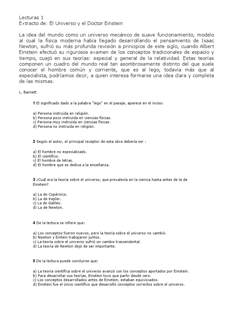 Lecturas 1 | PDF | Albert Einstein | Isaac Newton