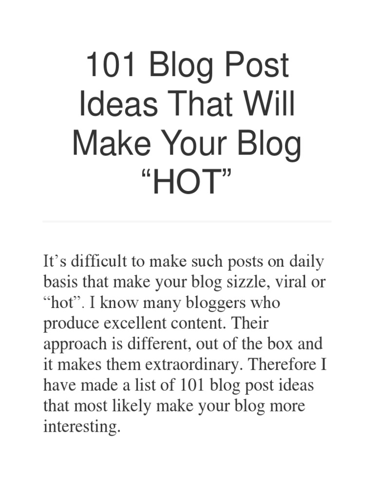 101 Engaging Blog Post Ideas | PDF | Infographics | Blog