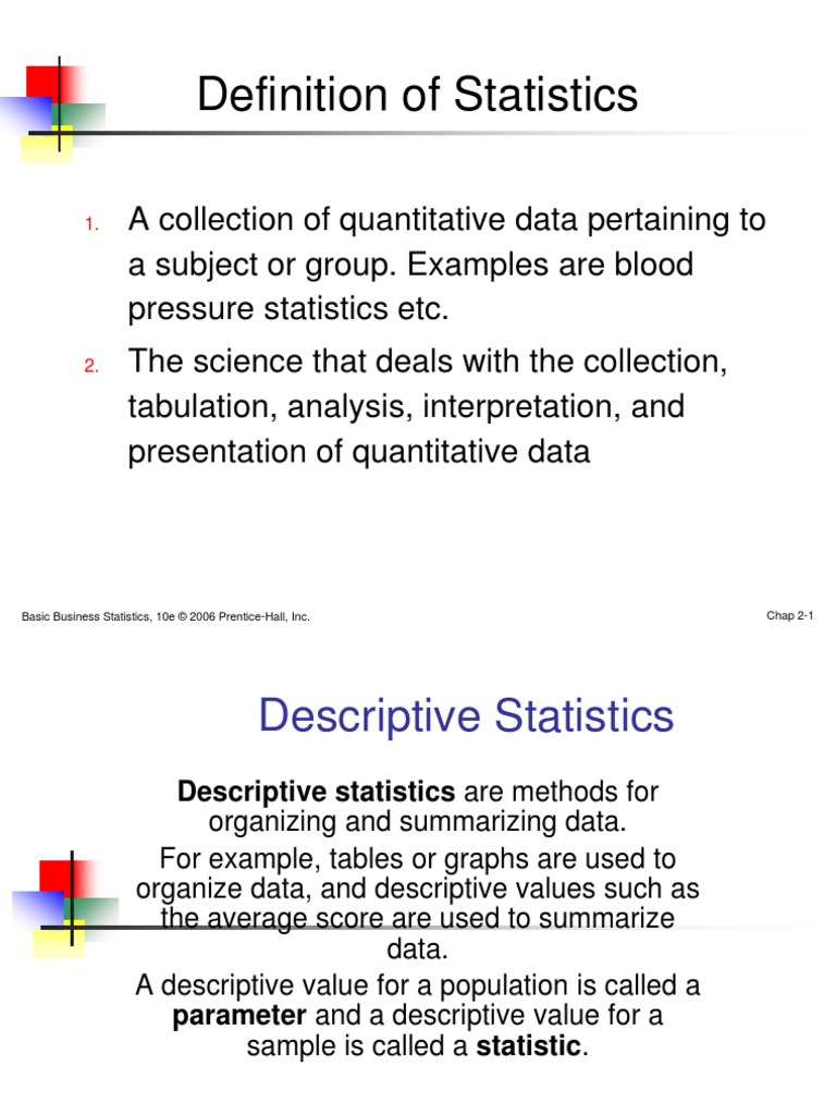 Definition of Statistics: Basic Business Statistics, 10e © 2006 ...