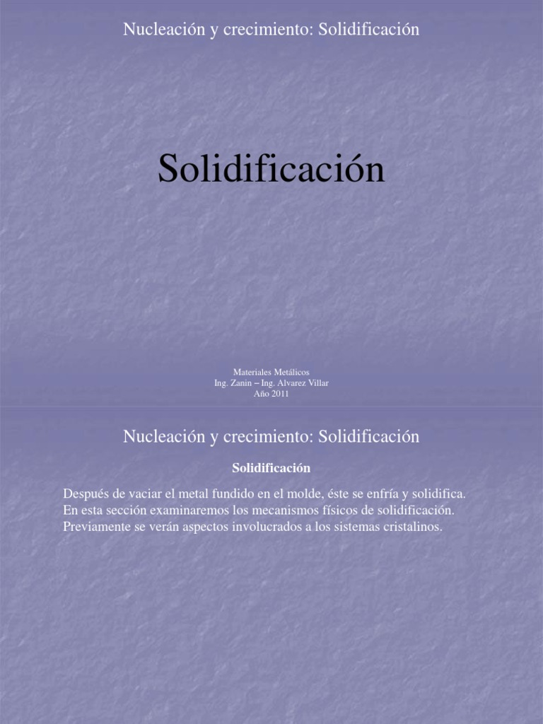 002 - Nucleacion y Crecimiento - Solidificación | PDF | Congelación ...