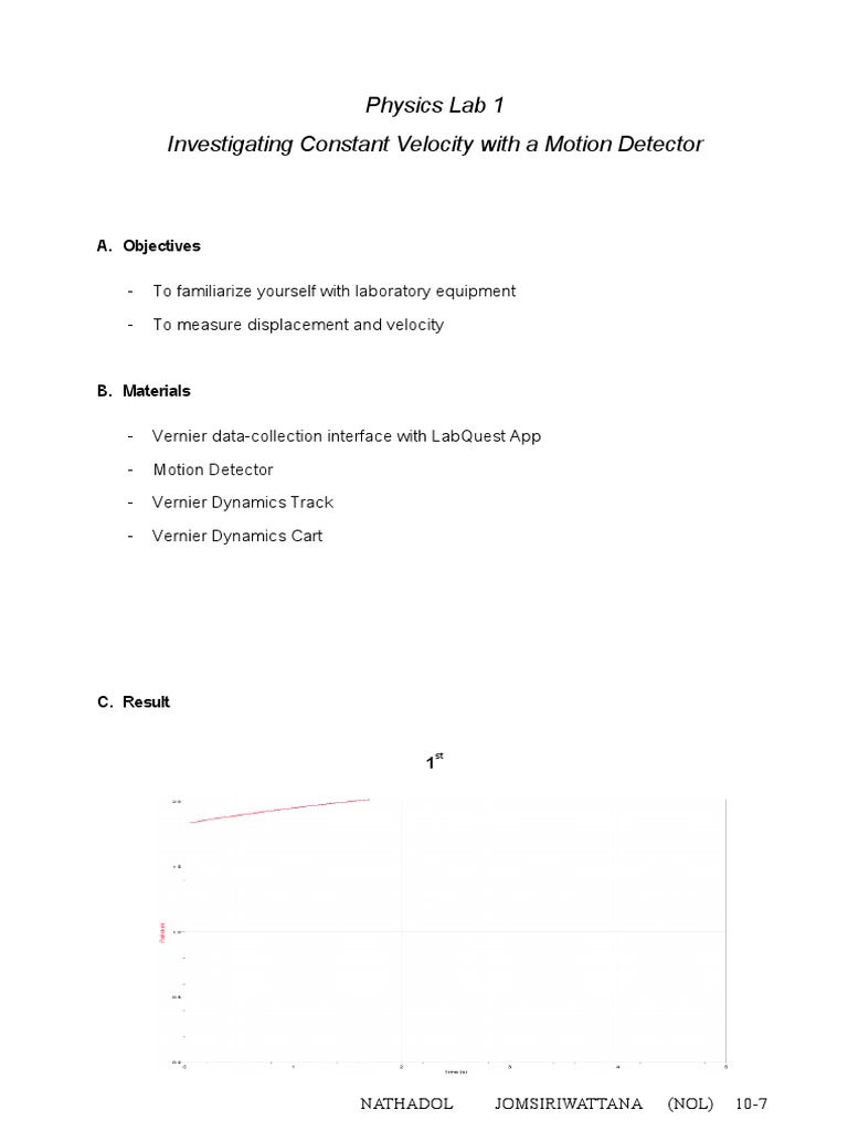 Physics Lab 1 10-7 Nol | PDF | Velocity | Quantity