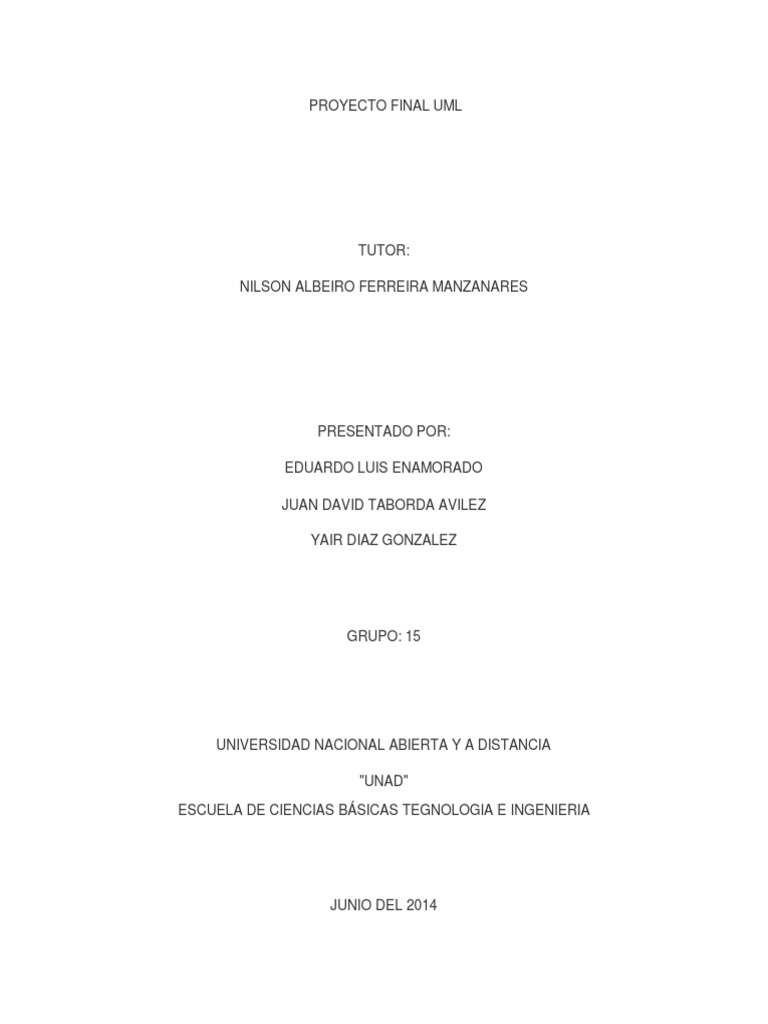 Proyecto Final Uml | PDF | Caso de uso | Objeto (informática)