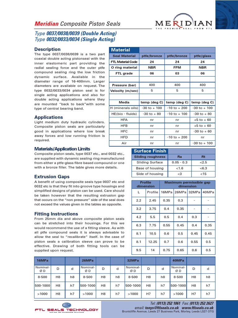 Meridian Composite Piston Seals Guide | PDF | Building Engineering ...