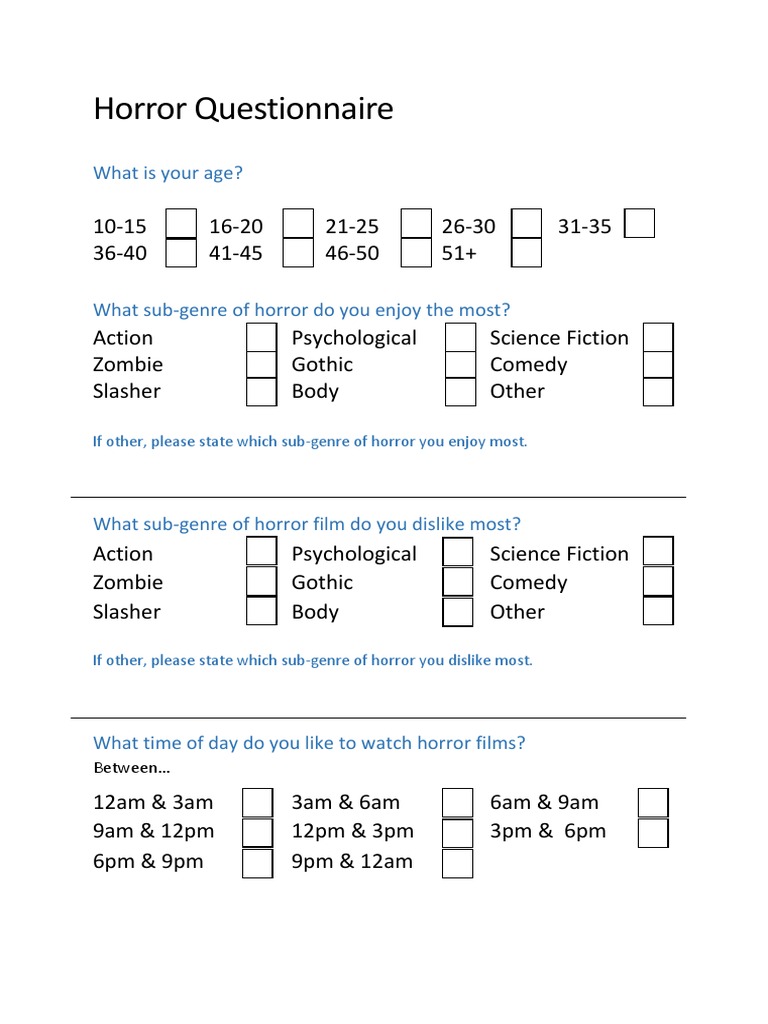 Horror Movie Preferences Survey | PDF | Games & Activities | General ...