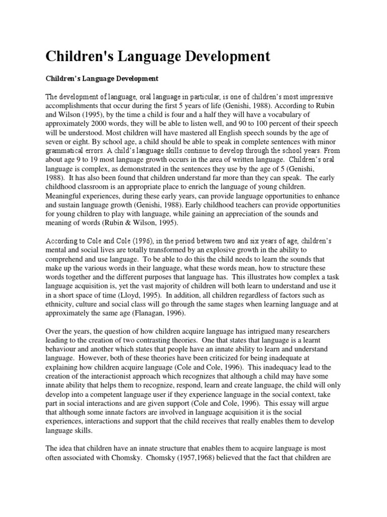 Children's Language Development | PDF | Language Acquisition | Language ...